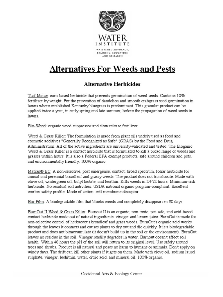 Safer Alternatives For Weeds and Pests | PDF | Insecticide | Weed
