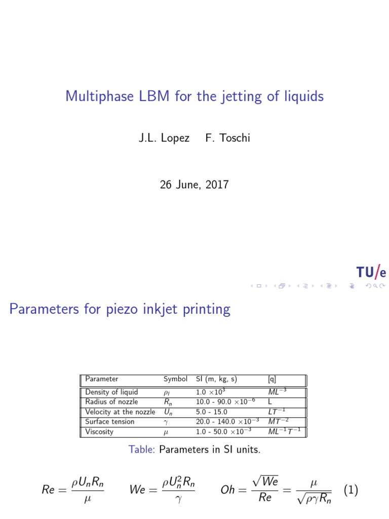 Multiphase LBM For The Jetting of Liquids: J.L. Lopez F. Toschi | PDF ...