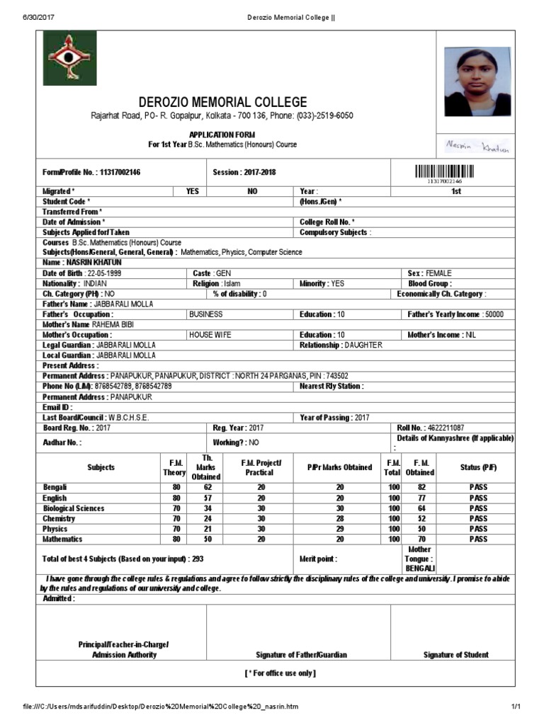 Derozio Memorial College | PDF | Bachelor Of Science | Science