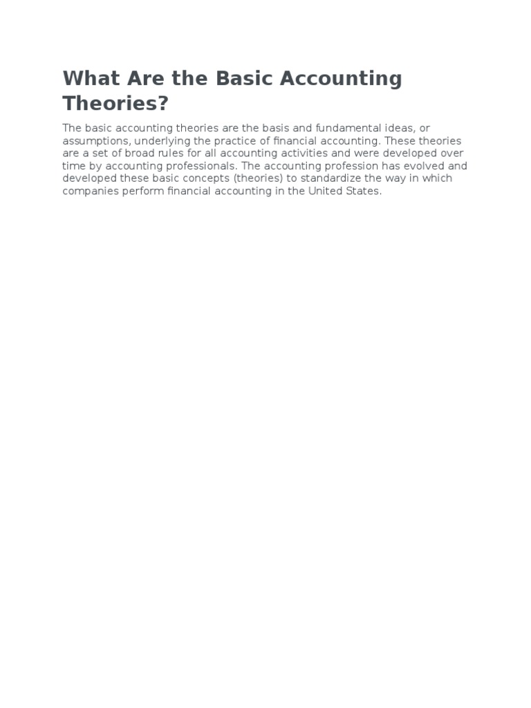 What Are The Basic Accounting Theories | PDF