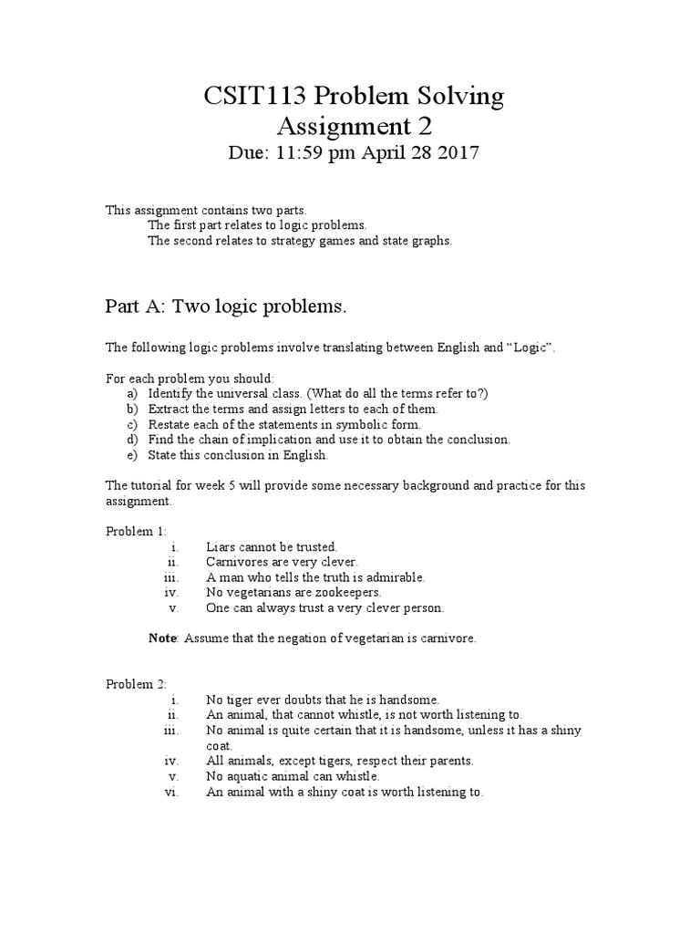 CSIT113 Assignment 2 | PDF | Logic | Cognitive Science