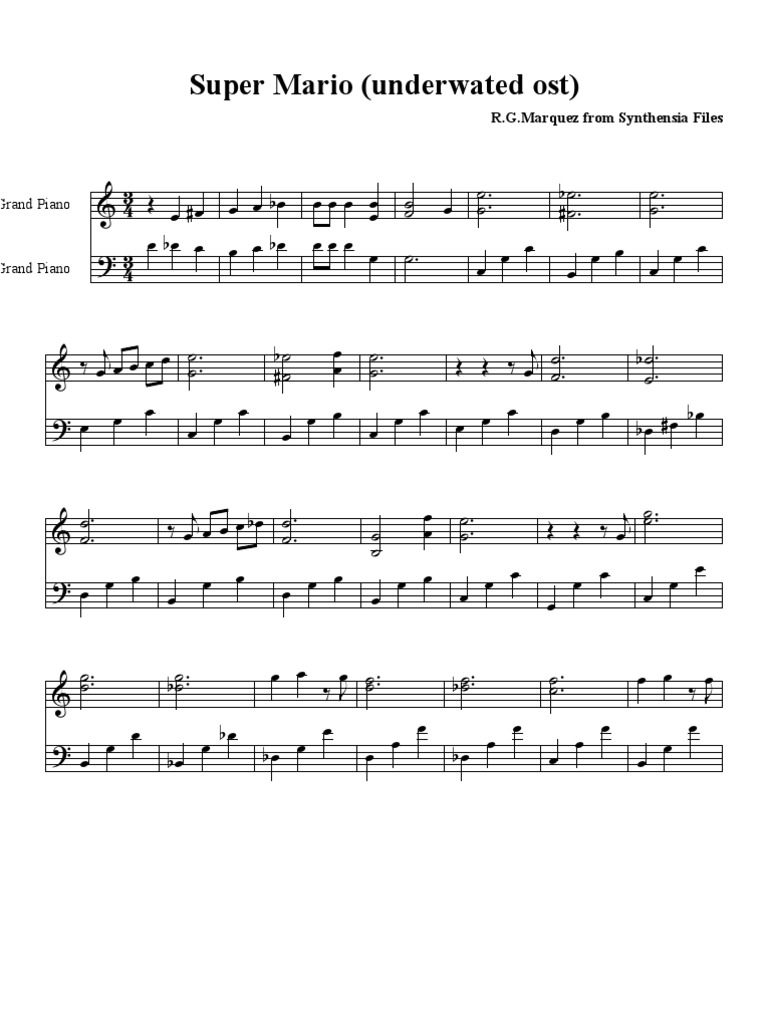 Super Mario World Underwater Theme | PDF | Mario | Loisirs