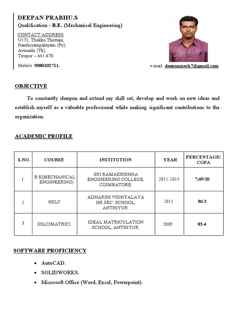 Deepan Prabhu CV | PDF | Science And Technology | Engineering
