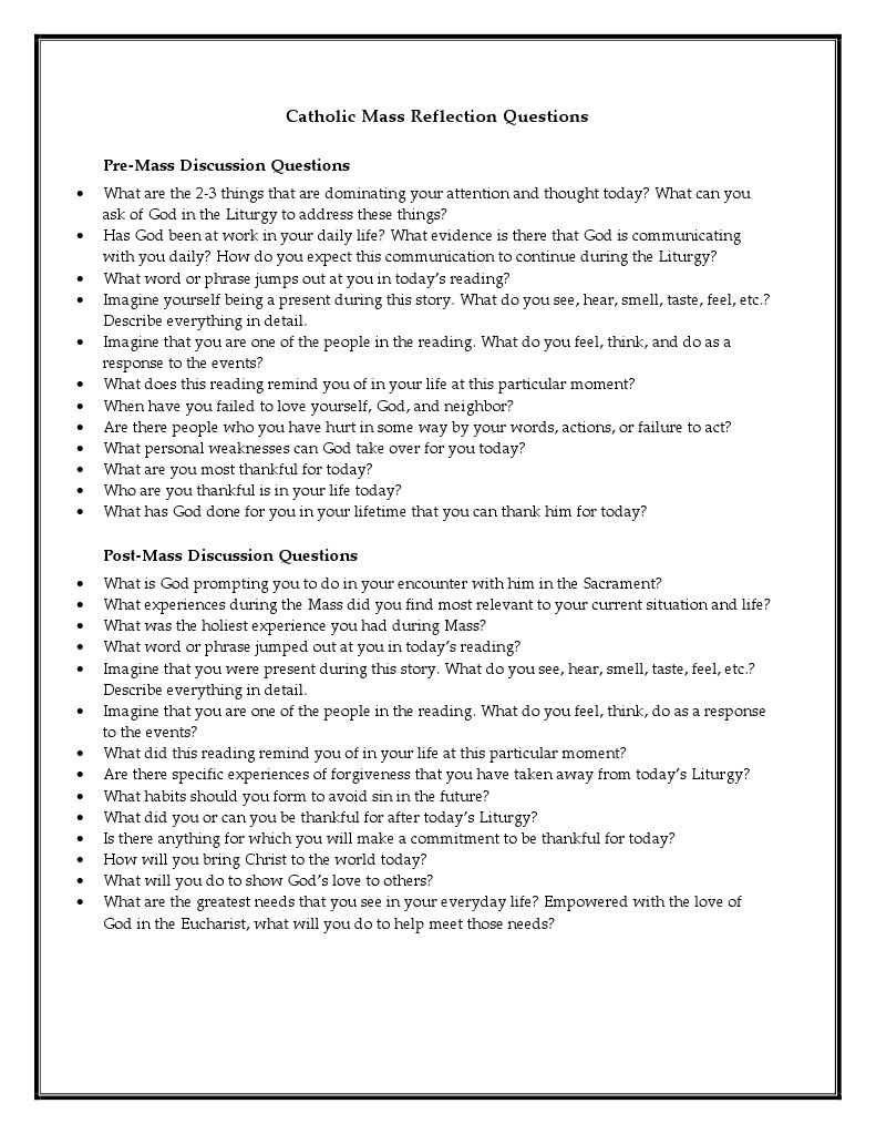 Catholic Mass Reflection Questions (White) | PDF | Career & Growth