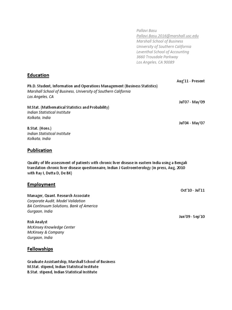 CV Pallavi Basu-1 | PDF | Science | Wellness