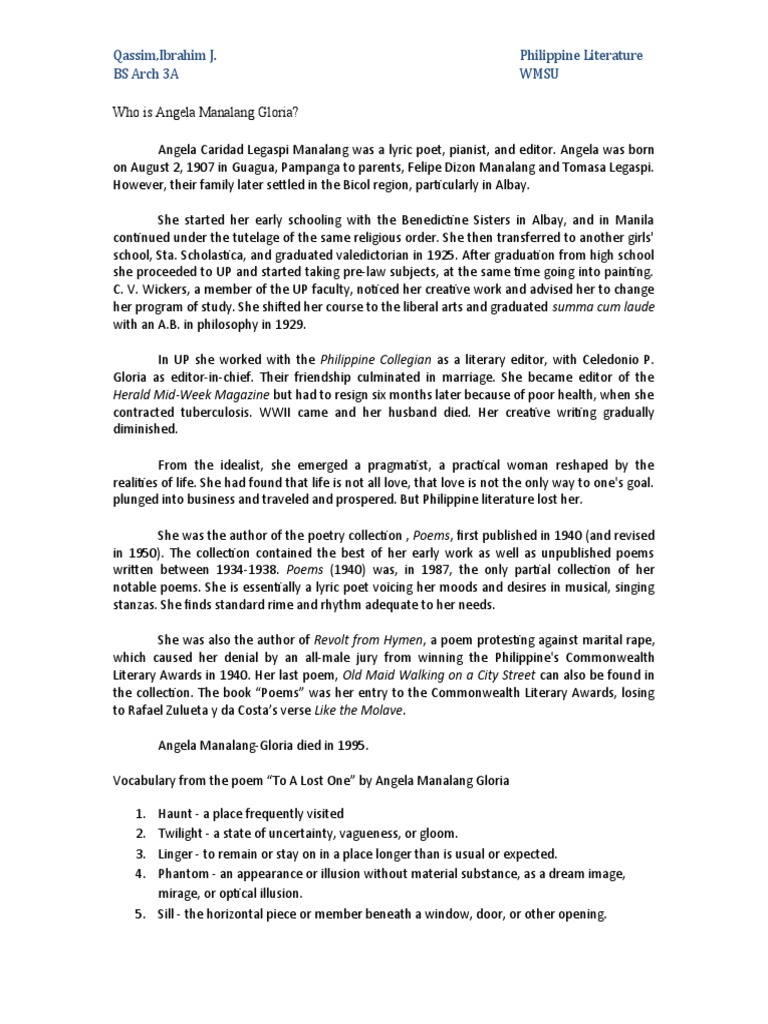 Qassim, Ibrahim J. Philippine Literature BS Arch 3A Wmsu | PDF