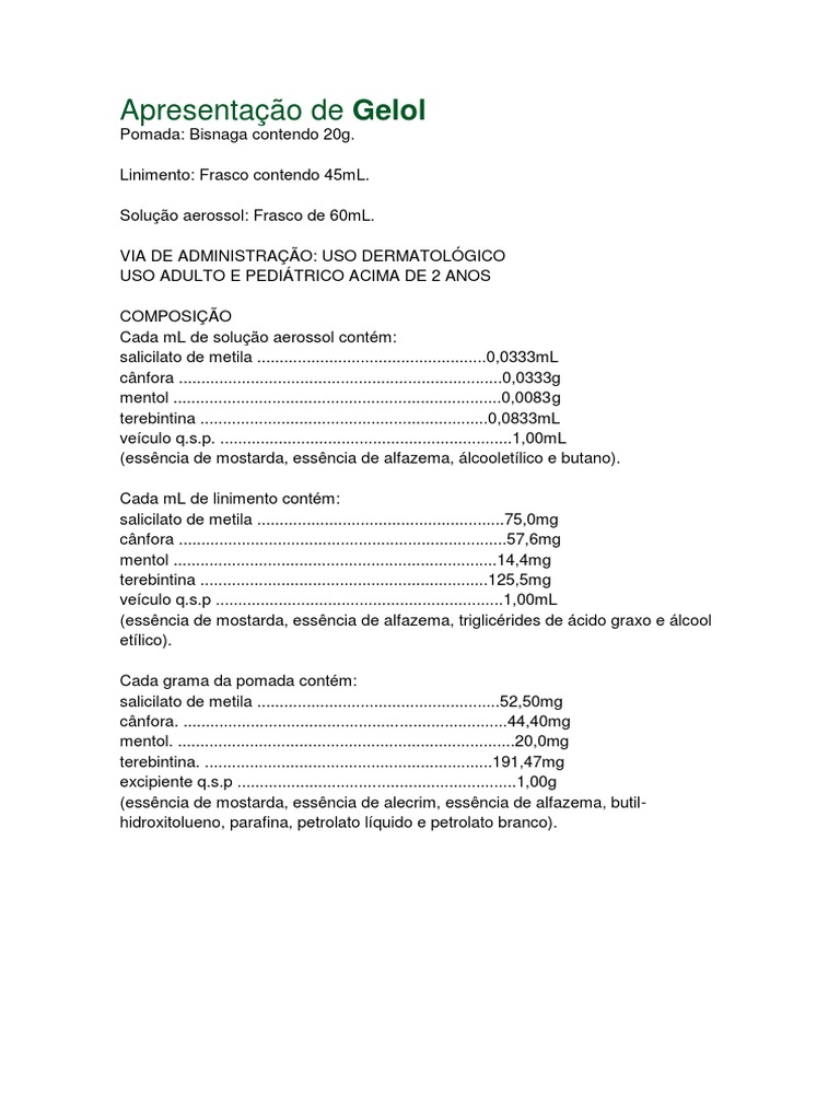 Gelol | PDF | Produtos químicos