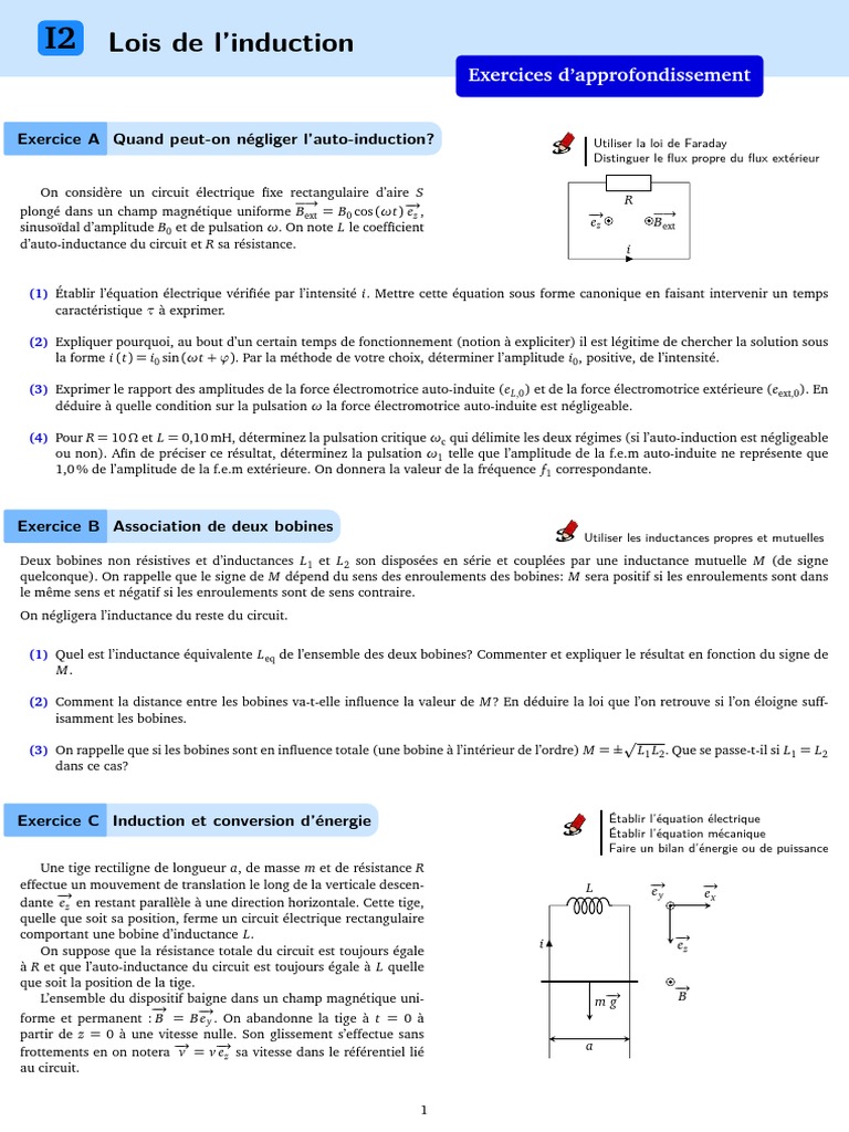 I2 Exercices | PDF | Champ magnétique | Induction électromagnétique