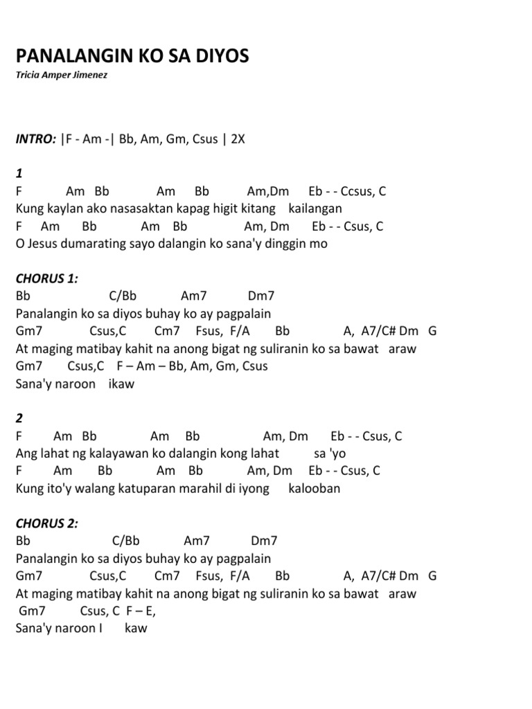 Panalangin Ko Sa Diyos CHORDS | PDF