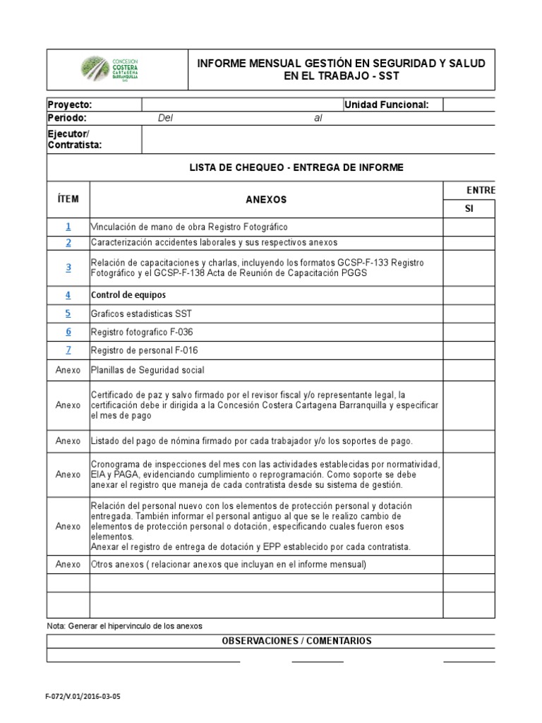F-072 Informe Mensual Gestión en Seguridad y Salud en El Trabajo - Sst (2) | Bienestar | Medicina