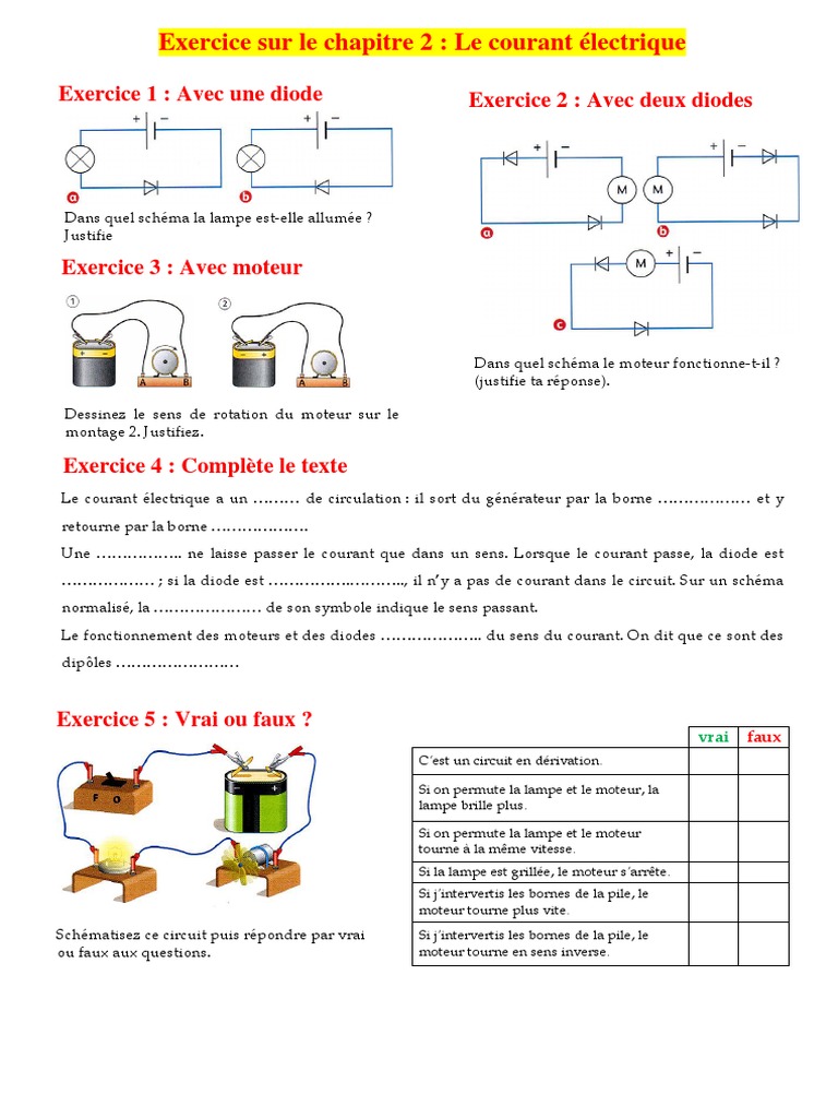 Évaluation corrigée sur le courant 5ème | PDF | Diode | Courant électrique