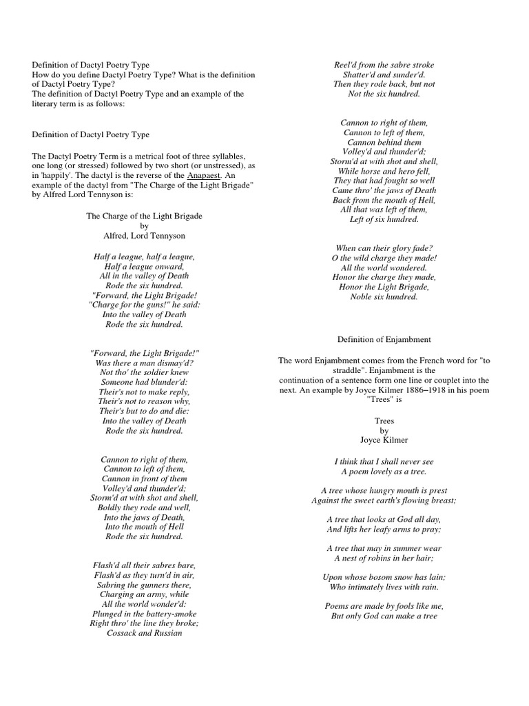 Definition of Dactyl Poetry Type | PDF | Poetry