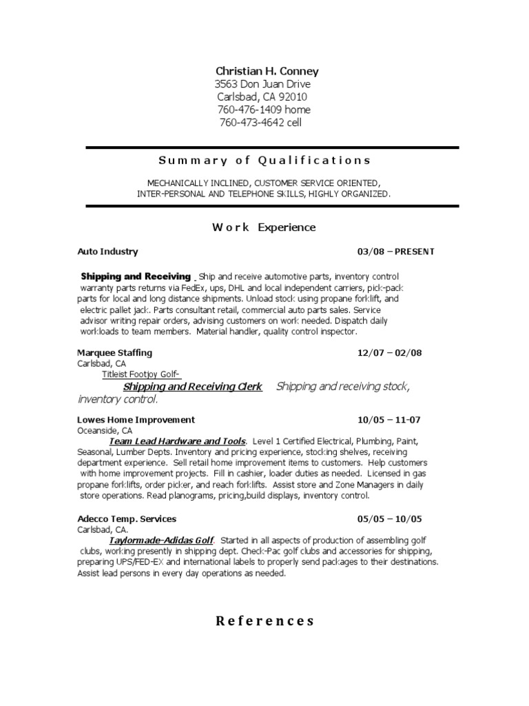 Service Advisor Resume: Christian Conney | PDF