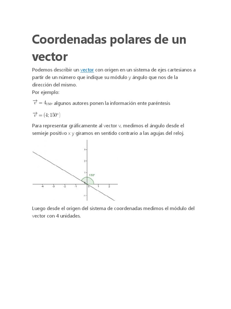 Coordenadas Polares de Un Vector | PDF | Vector Euclidiano | Sistema ...