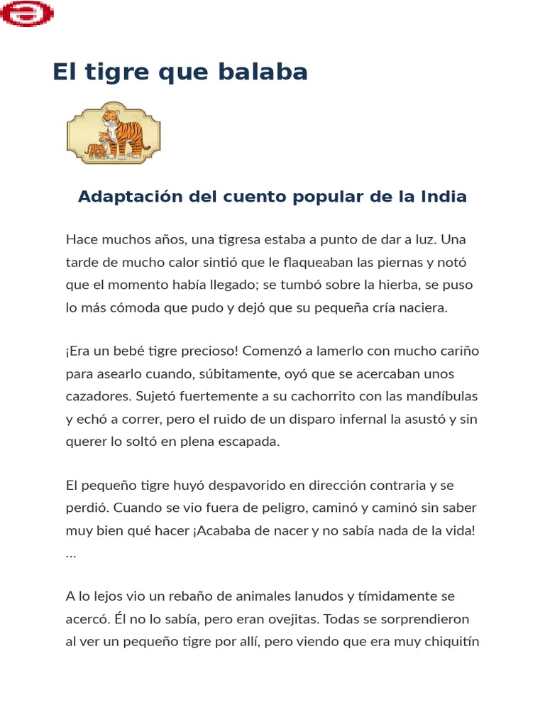 El Tigre Cuento Pdf Oveja Tigre