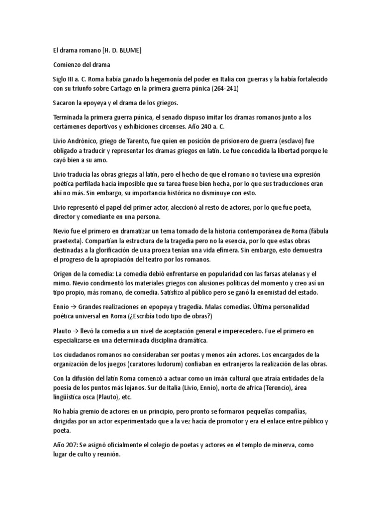 Resumen Drama Romano | PDF | Roma antigua | Cartago antigua