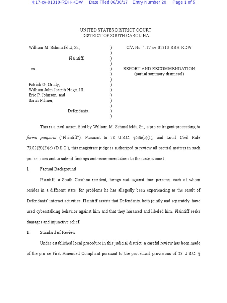 ECF 20 | Complaint | Pro Se Legal Representation In The United States