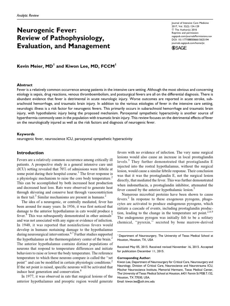 Neurogenic Fever | PDF | Fever | Stroke