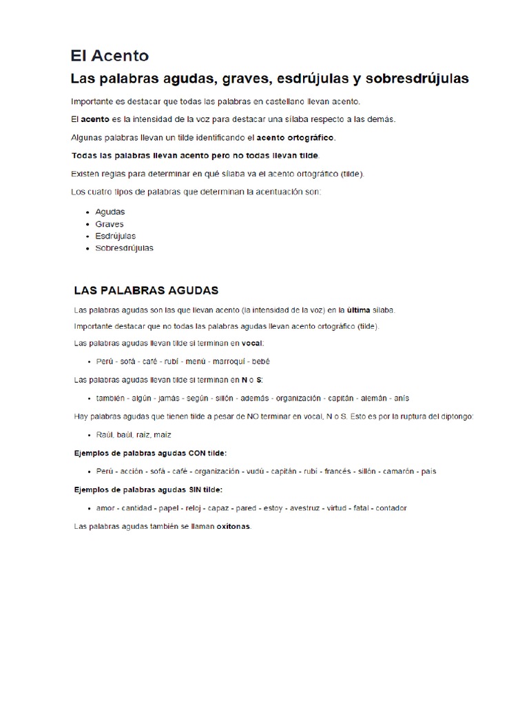 Agudas Graves y Esdrujulas | PDF