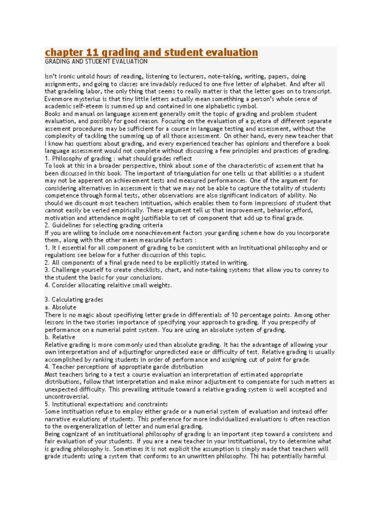 Chapter 11 Grading and Student Evaluation | PDF | Educational ...