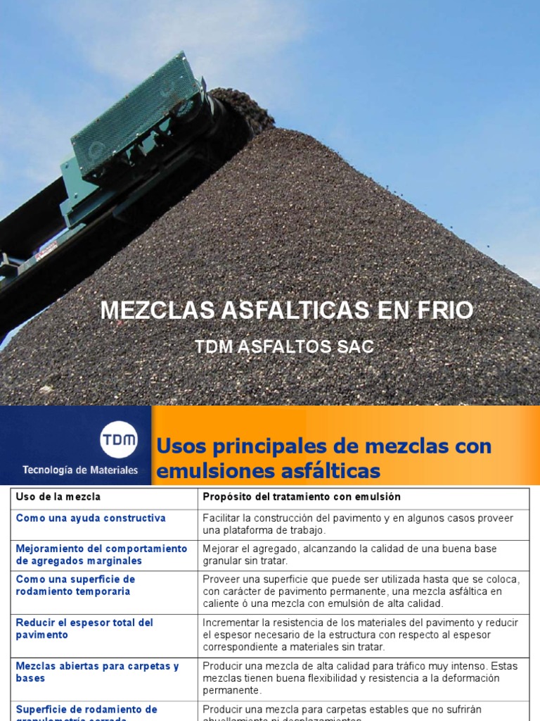 Presentación Tdm 007 Mezclas Asfalticas En Frio Pdf Revestimiento