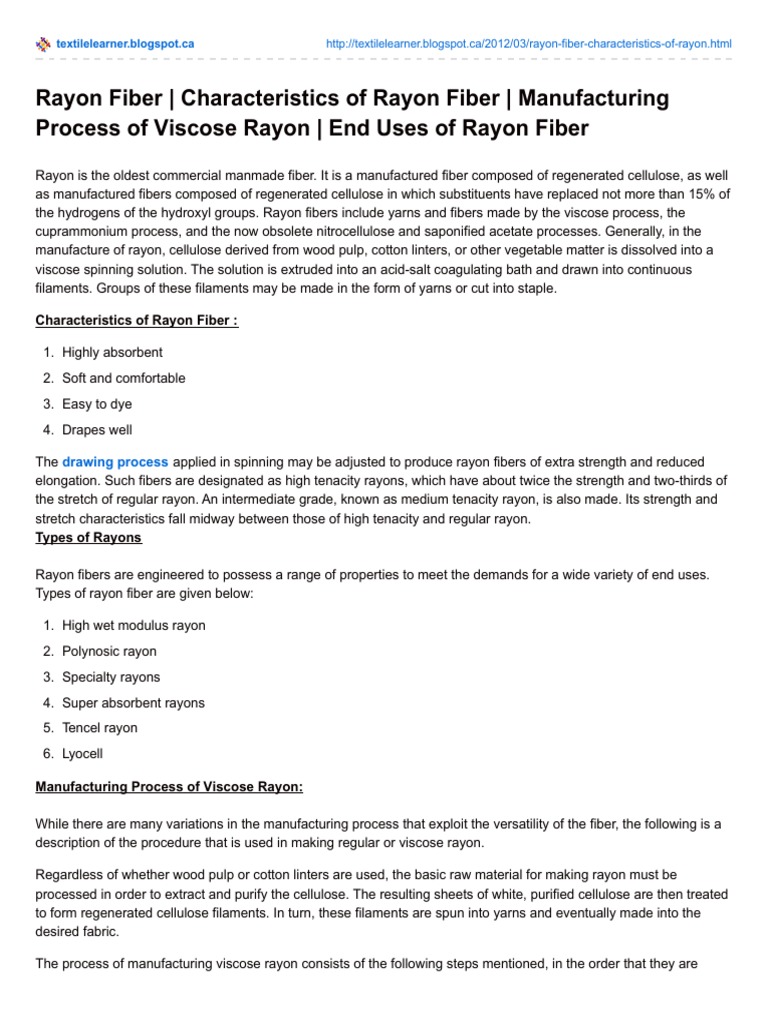 Textilelearner - Blogspot.ca-Rayon Fiber Characteristics of Rayon Fiber ...