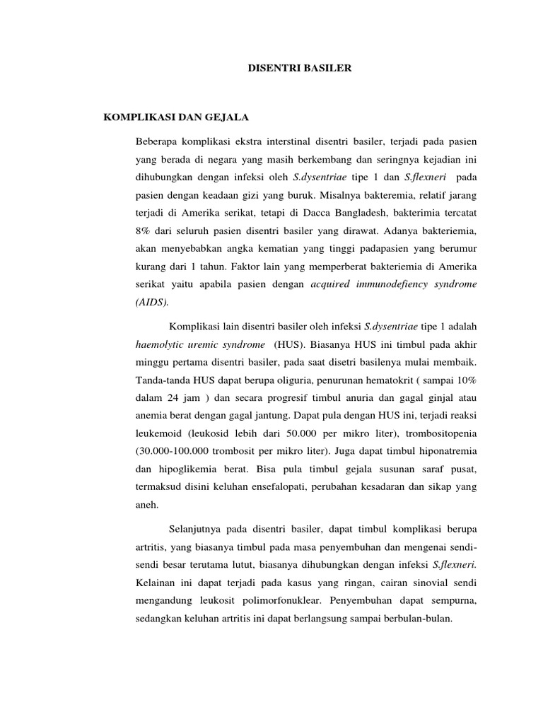 Komplikasi Disentri Basiler | PDF