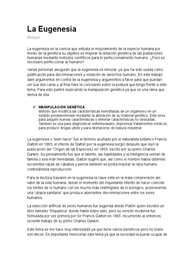 Eugenesia: Ética y Manipulación Genética | PDF | Eugenesia | Vida