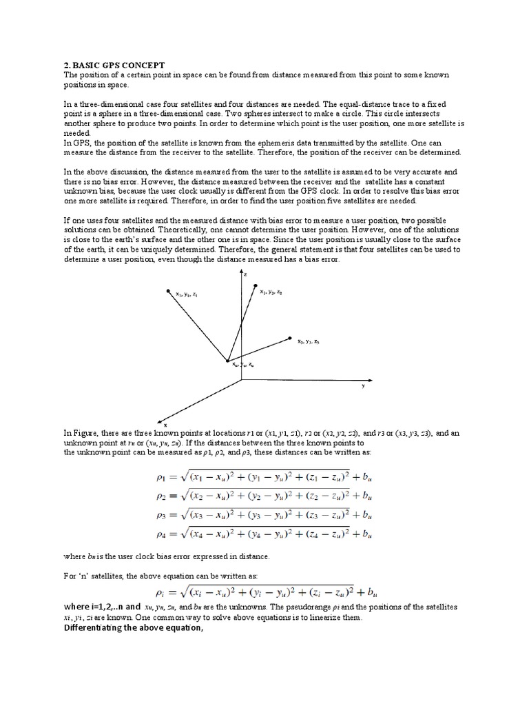 Basic Gps Concept: Where I 1,2,..n and Differentiating The Above ...