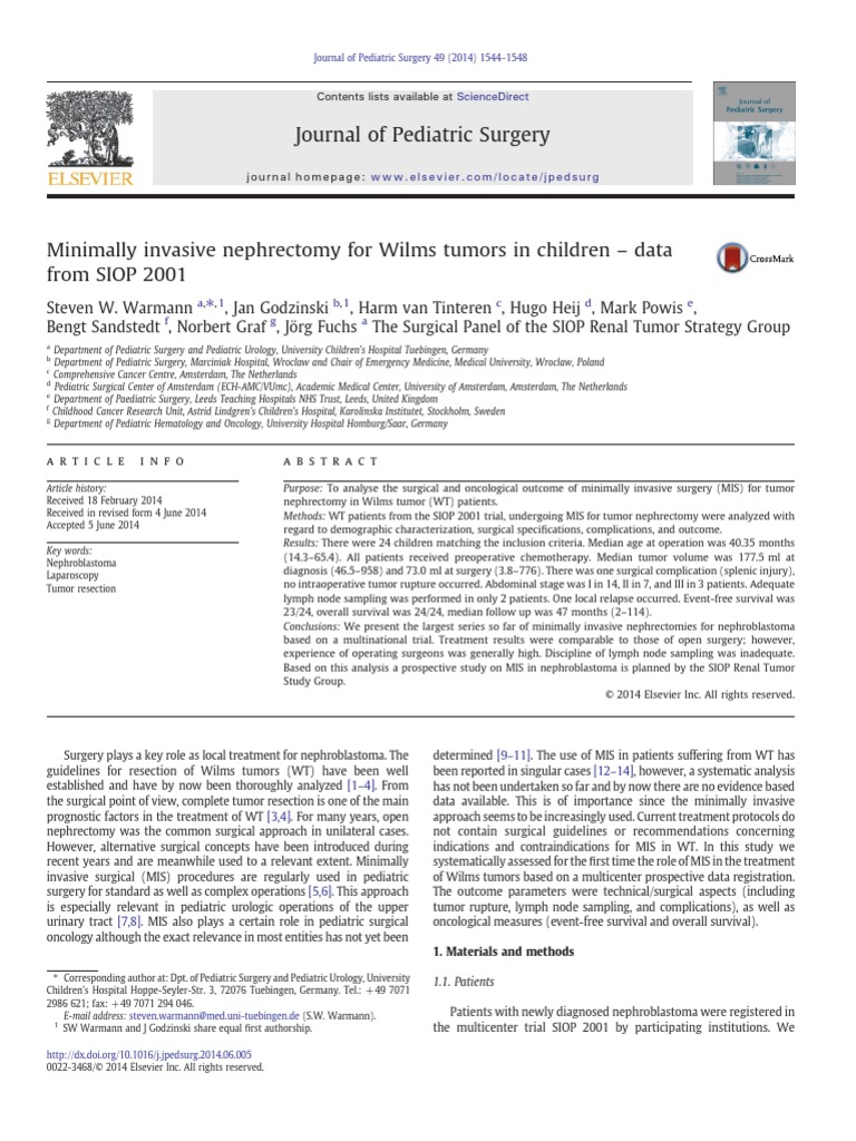 Journal of Pediatric Surgery | PDF | Surgery | Chemotherapy