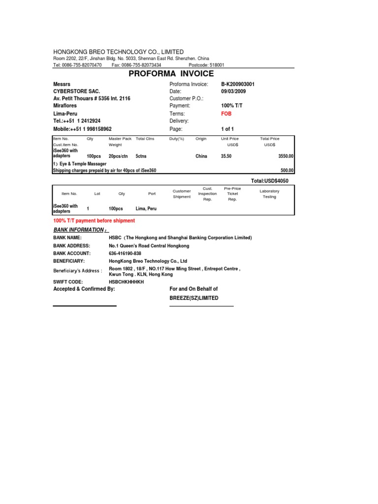 Modelo Proforma Invoice PI | PDF | Business (General) | Economy (General)