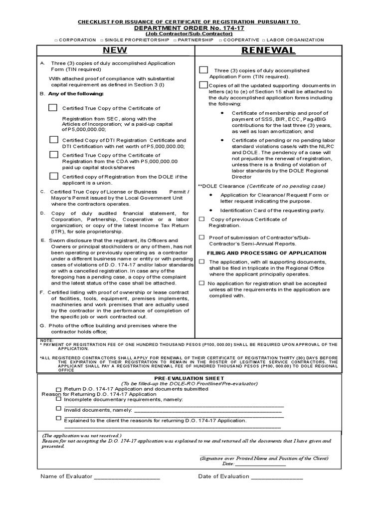 DO 174-17 Checklist of Requirements | PDF | Sole Proprietorship | Justice