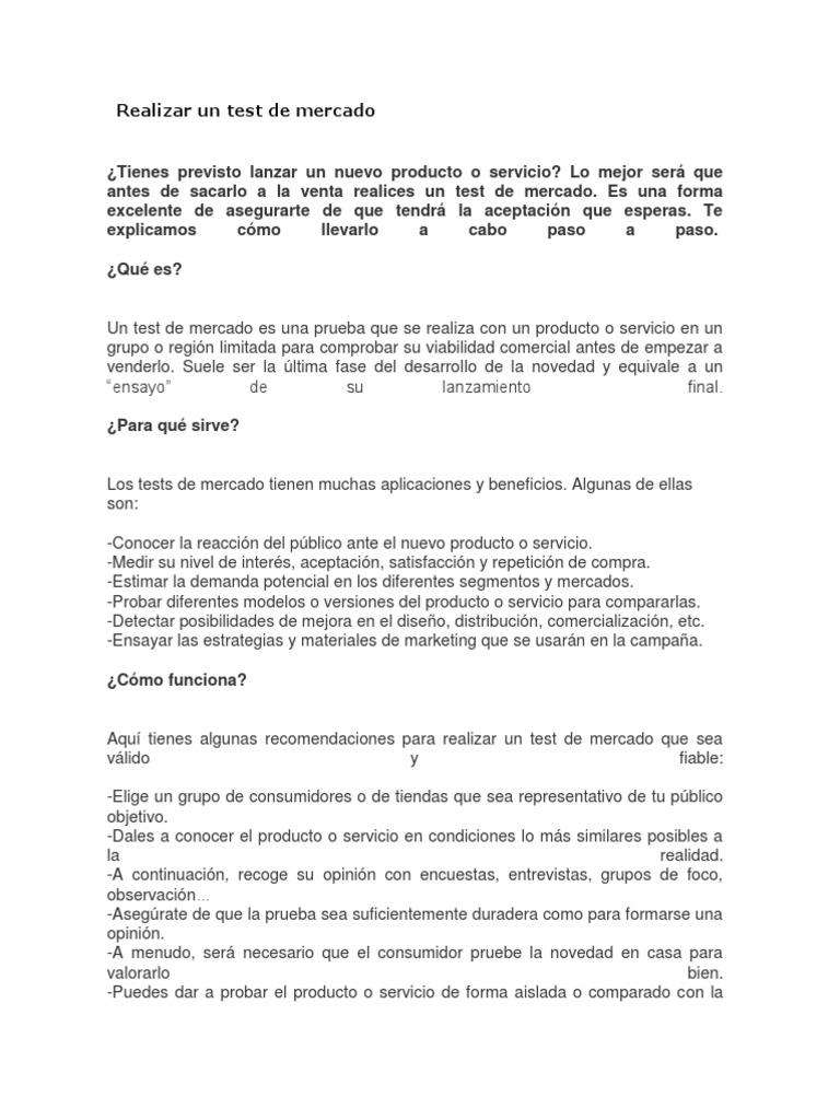 Cómo realizar un test de mercado efectivo para validar un nuevo ...