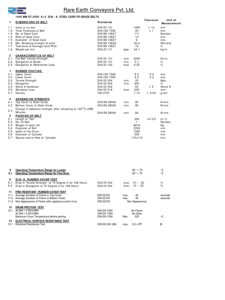 Technical Data Sheet - Steel Cord FR Grade | PDF | Ultimate Tensile ...