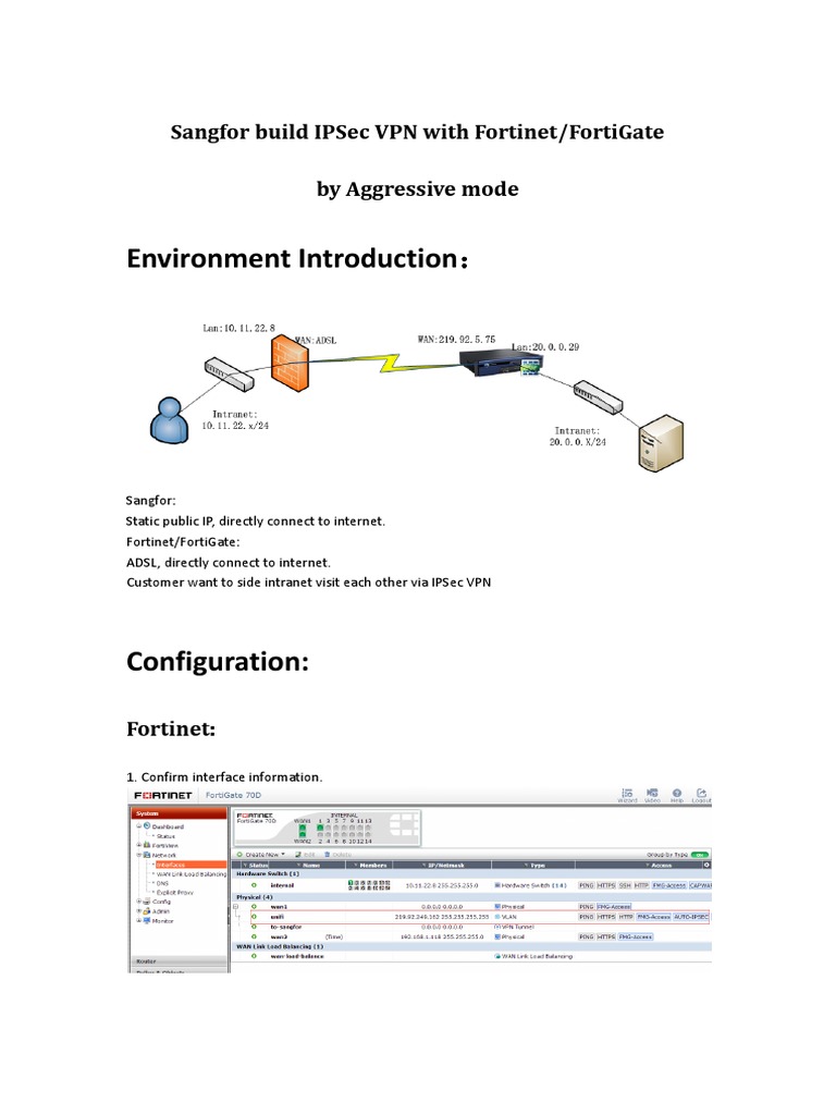 Sangfor Build IPSec VPN With FortinetFortiGate by Aggressive Mode | PDF ...