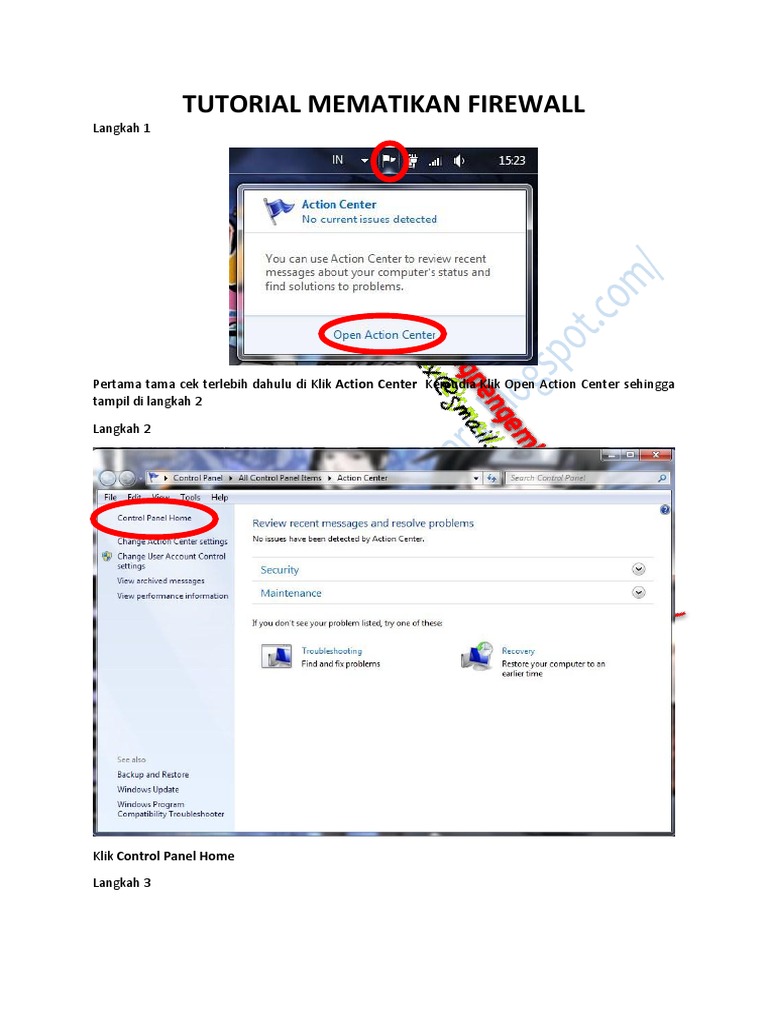 Cara Mematikan Firewall Windows | PDF