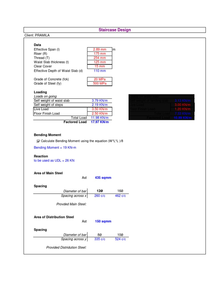 Staircase Design: Loads On Going Loads On Waist Slab | PDF | Home ...