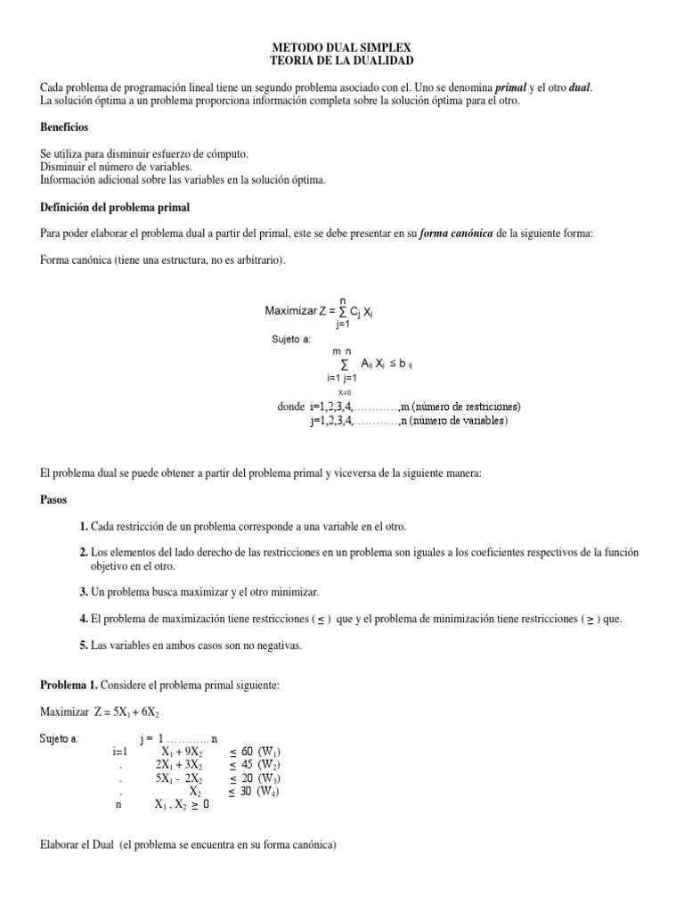 Ejemplos Primal Dual | Programación lineal | Algoritmos