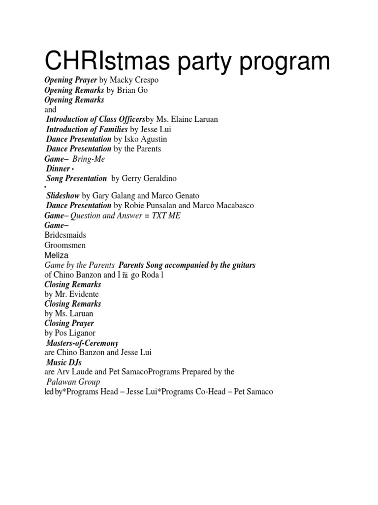 Christmas Party Program Overview | PDF