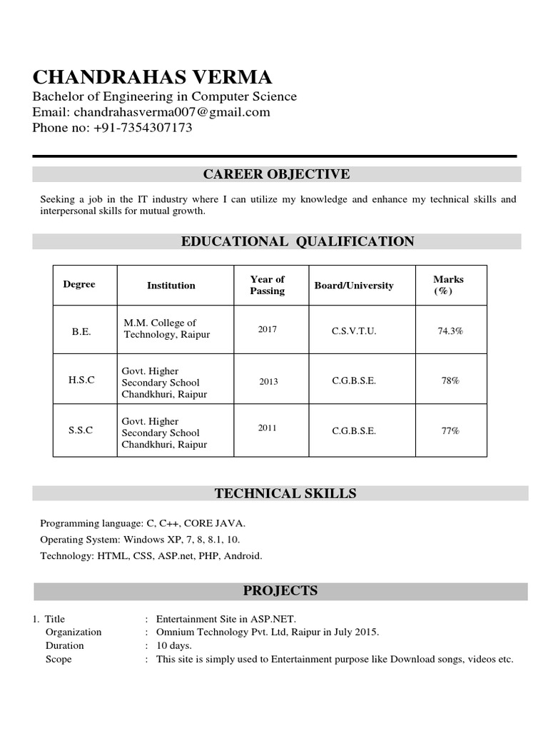 Chandrahas Resume | PDF | Software | Computing