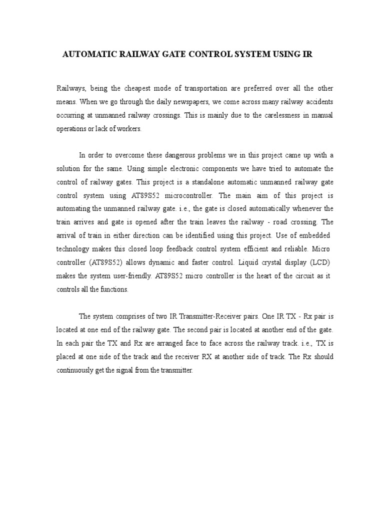 (Abstract) Automatic Railway Gate Controlling | PDF | Power Supply ...