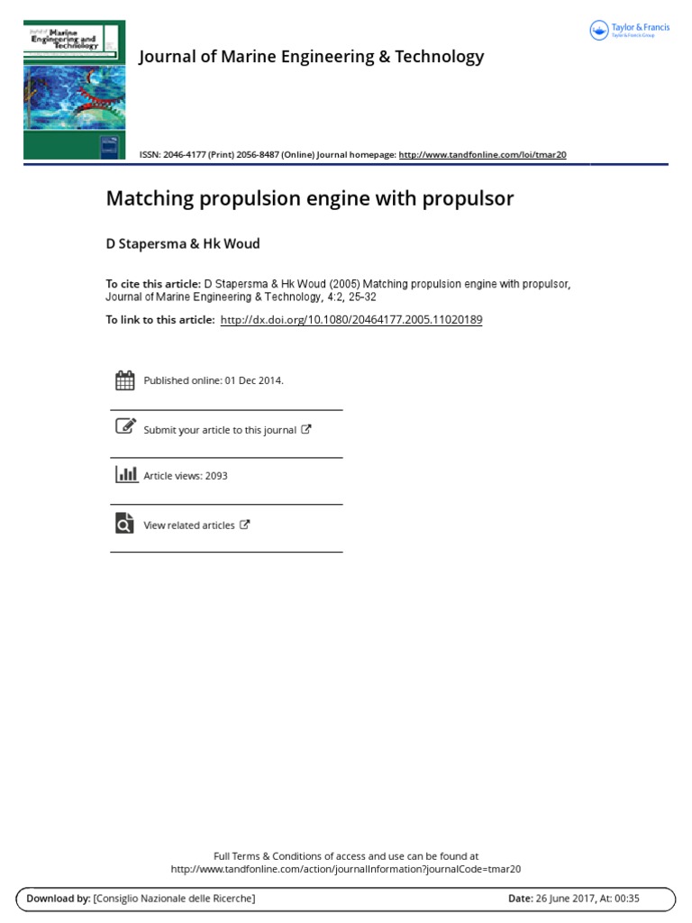 Matching Propulsion Engine With Propulsor | PDF | Propeller | Marine ...