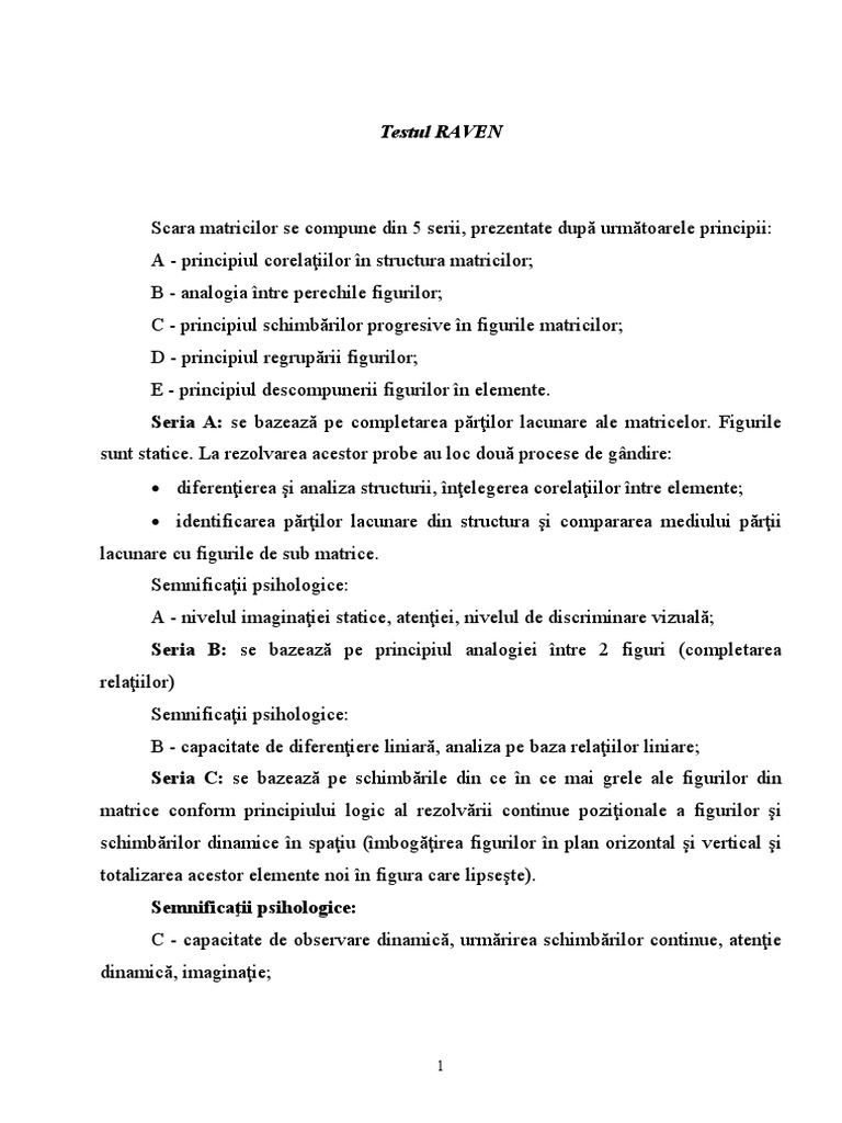 Testul RAVEN Teorie | PDF