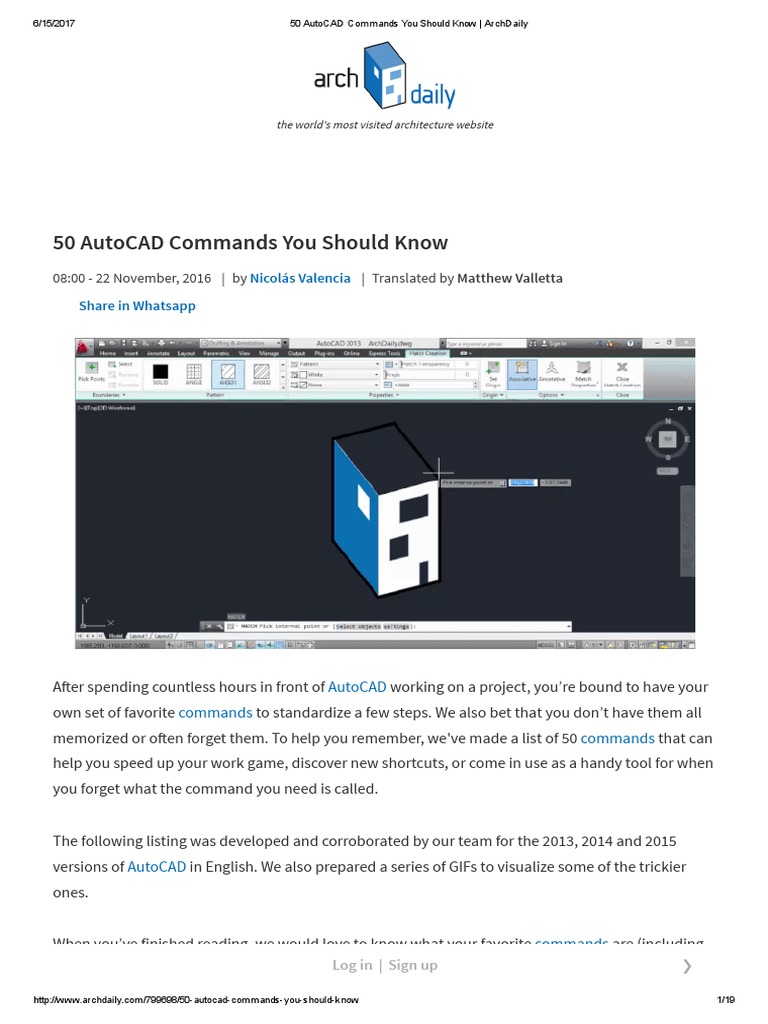 50 AutoCAD Commands You Should Know - ArchDaily | Download Free PDF ...
