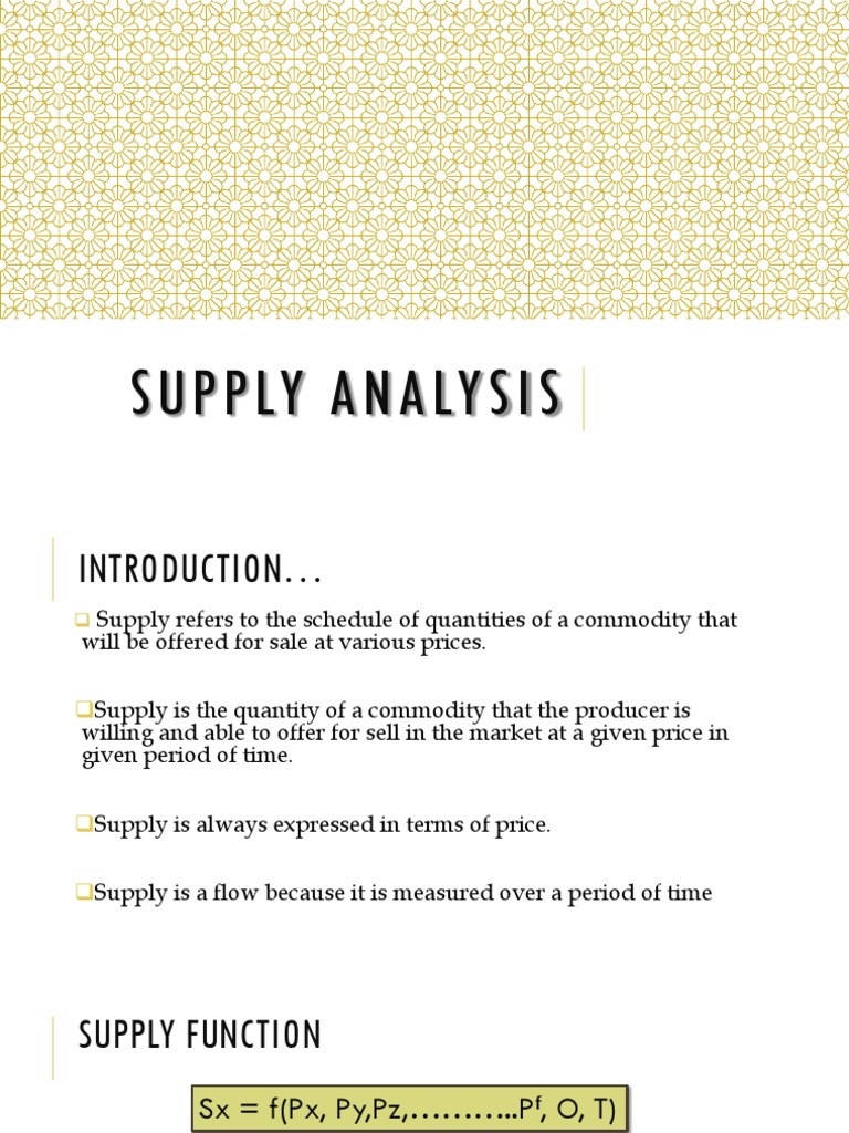 Supply Analysis | PDF | Supply (Economics) | Commodity