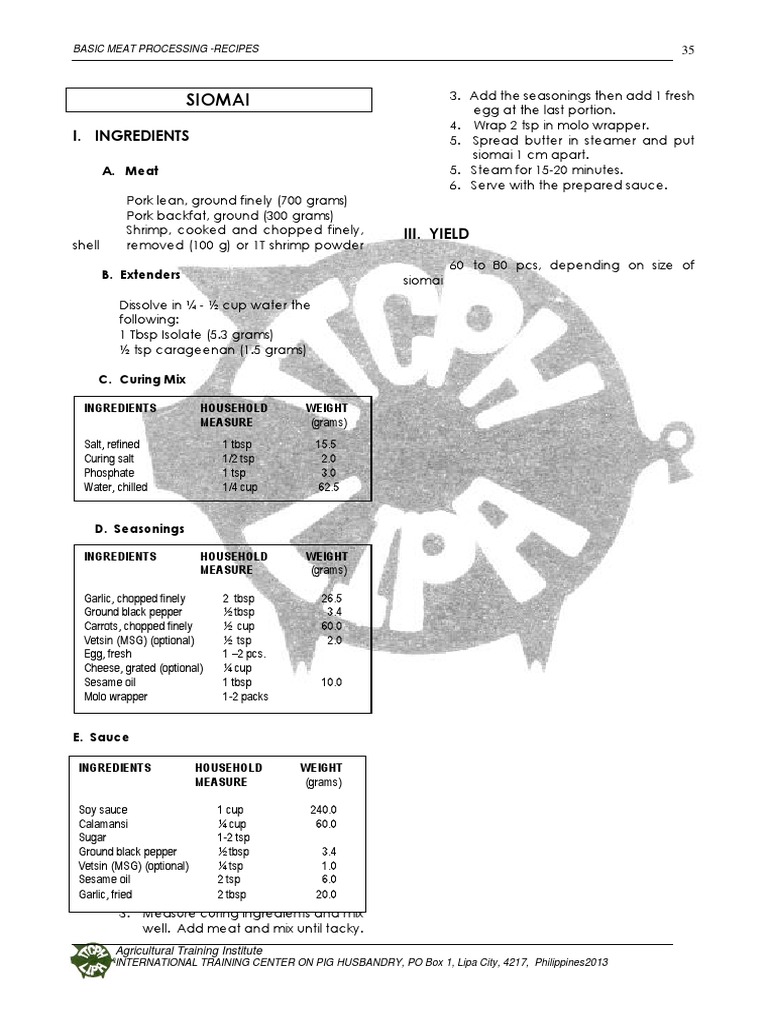 Meat Processing Recipe | Download Free PDF | Curing (Food Preservation ...
