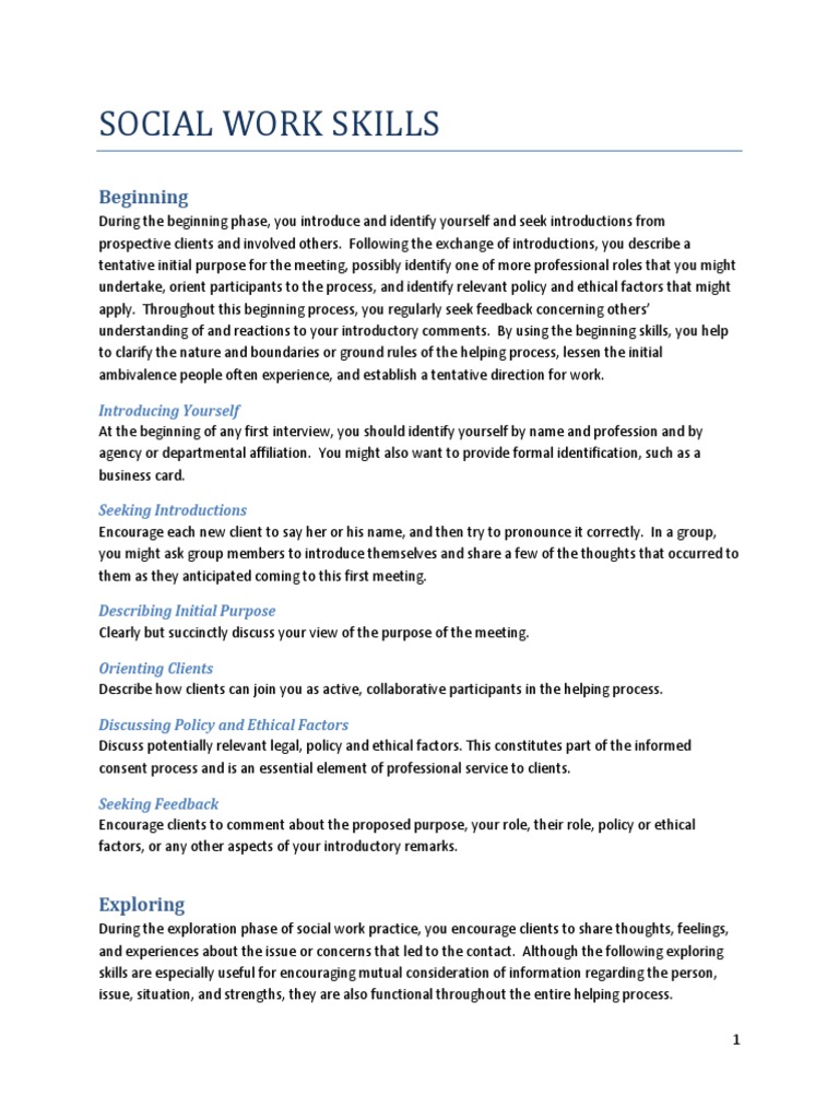 Social Work Skills PDF | PDF | Emotions | Goal