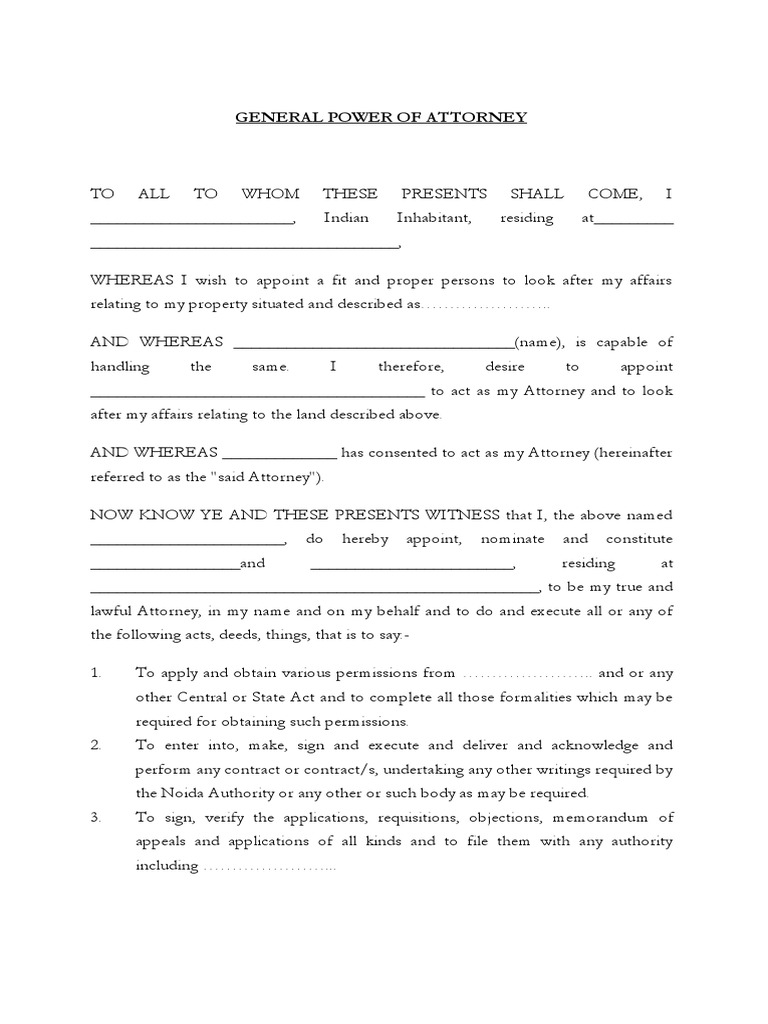 Sample GPA | PDF | Power Of Attorney | Deed