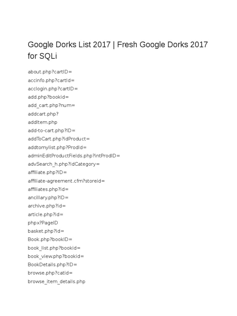 Google Dork List | PDF | Computing | Software