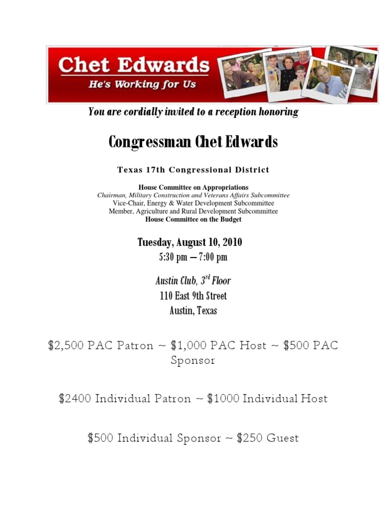 Reception For Chet Edwards | PDF